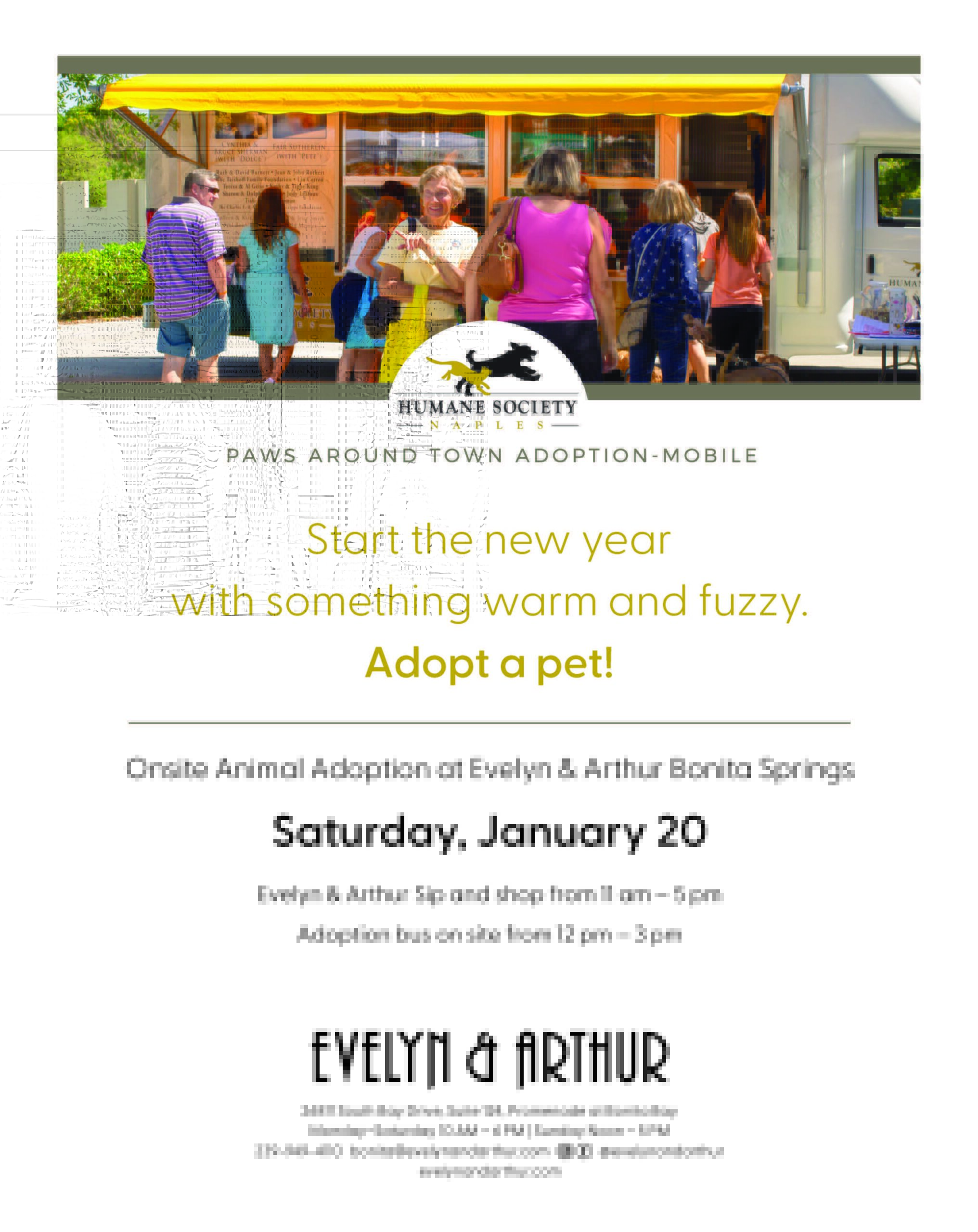 Paws Around Town Adoption Mobile/Sip & Shop event at Evelyn and Arthur ...